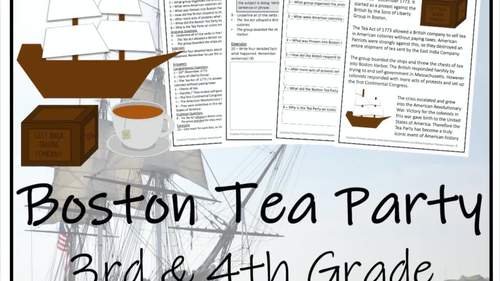 Boston Tea Party Close Reading Comprehension Activity | 3rd Grade & 4th ...