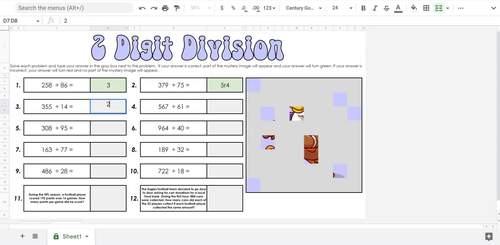Football 2 Digit Division Digital Mystery Puzzle Pixel Art | 5.NBT.6