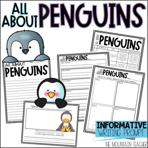 All About Penguins Informative Writing Prompt with Craft for Winter