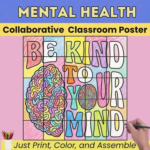 Mental Health Awareness Collaborative Poster | Be Kind To Your Mind SEL ...