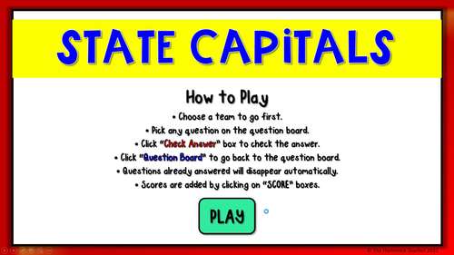 U.S. States Capitals Digital Game by The Hammock Teacher | TPT