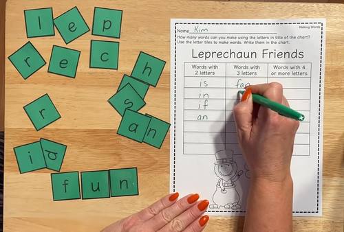 Making Words Spelling and Word Building St. Patrick's Activity for ...