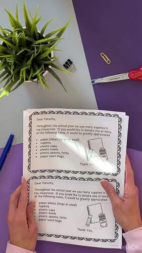 Supplies Needed Letters to Parents by BXC Creations | TPT