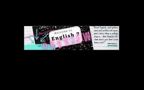 Welcome to English 7 Google Classroom Banner Header ANIMATED! | TPT