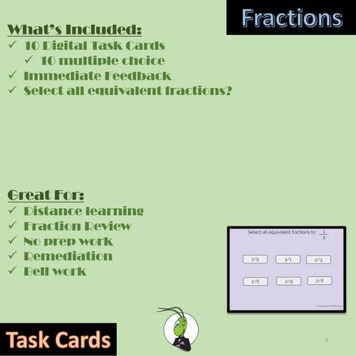 Number Sense Comparing Equivalent Fractions Boom Digital Task Cards