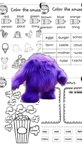 Nouns worksheets. Grammar Fun color, cut paste activities. Assessment ...