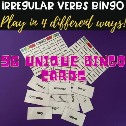 Irregular verbs bingo: play in 4 different ways! by ESL Teacher Tess