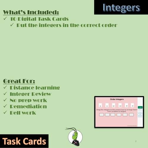 Ordering Integers Boom Digital Task Cards by Grasshopper Mathematics
