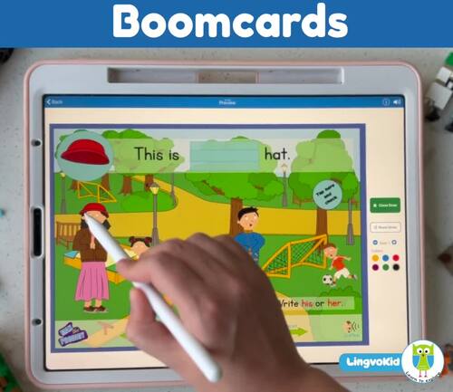 Possessive pronouns her/his | Clothes vocabulary |Digital game Boomcards