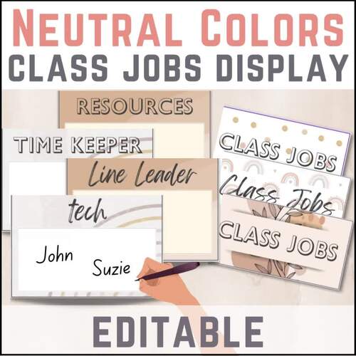 Calm Boho Neutral CLASS JOBS Display | Classroom Decor | Back to School