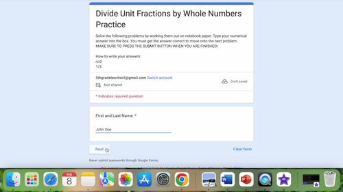 Divide Unit Fractions by Whole Numbers Google Forms (Self-Grading)