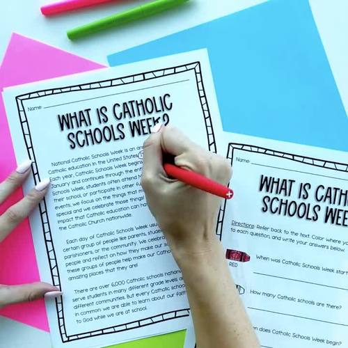 Catholic Schools Week - Reading Passage & Printable Religion Activities