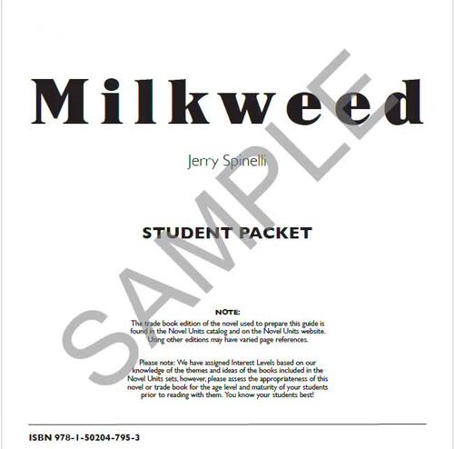Milkweed Novel Units® Student Packet Novel Study | TPT