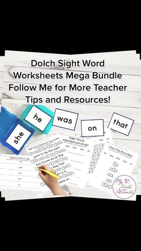 Dolch PrePrimer-3rd Grade Sight Words Printable Worksheets Bundle