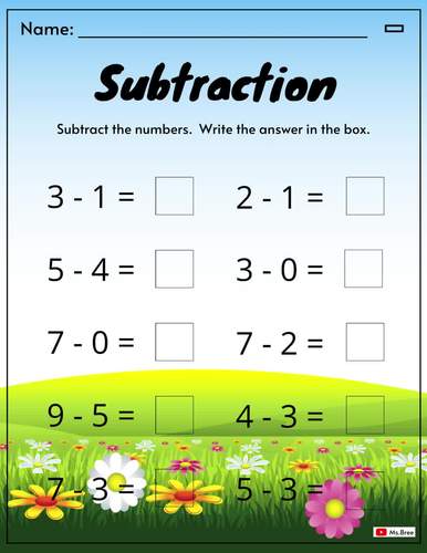 10 Pages | Single Digit Subtraction Practice Numbers (1 - 10) | TPT