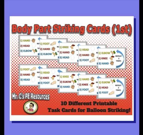 1st Grade Body Part Striking Pattern Task Cards by Mr C's PE Resources