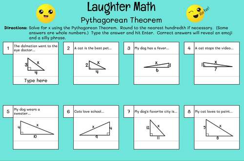 Pythagorean Theorem Digital Activity - Laughter Math by Try-Angle Math