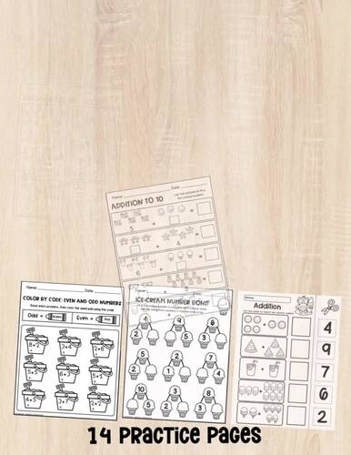 Summer Math Worksheets Adding & Subtracting Within 10 with Picture ...