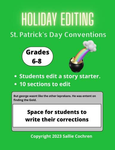 Holiday Editing: St. Patrick's Day Conventions (Grades 6-8) | TPT