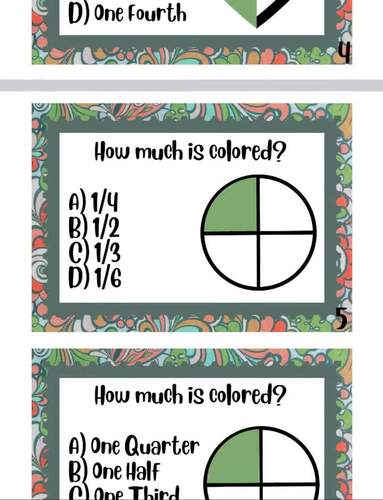 Fourths and Halves Task Cards- End of the Year Review and 1st Grade Math