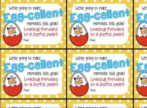 Kinder Joy Egg Beginning of Year Gift Tag- We're going to make egg ...
