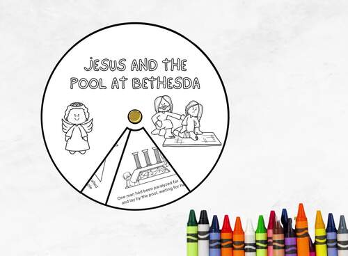Jesus and the Pool at Bethesda Bible Lesson Spinning Wheel, Sunday ...