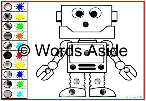 Color ROBOTS by Pattern Code by Words Aside | TPT