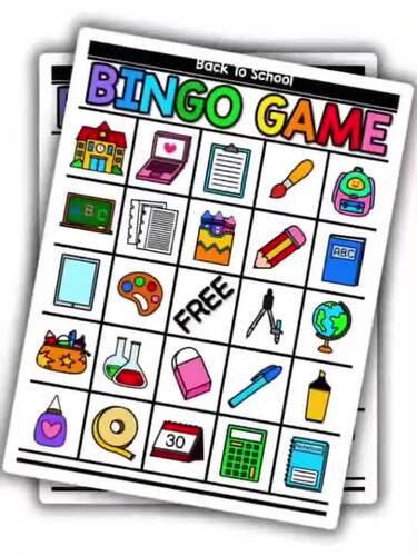 BACK TO SCHOOL BINGO GAME | SCHOOL SUPPLIES | 5x5 LAYOUT WITH A FREE SPACE