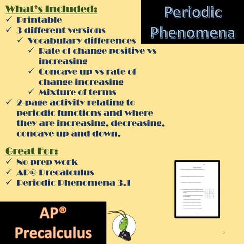 AP® Precalculus Unit 3.1 Periodic Phenomena Activity by Grasshopper ...
