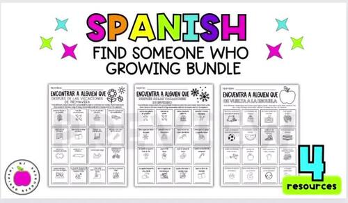 Spanish Find Someone Who Speaking Activity Growing Bundle - Editable