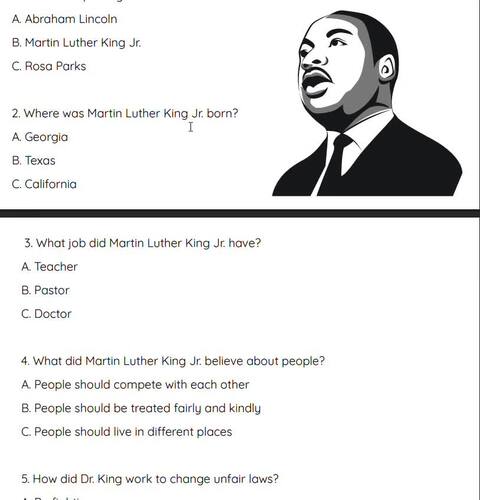 Martin Luther King Jr. Reading Comprehension & I Have a Dream Writing ...