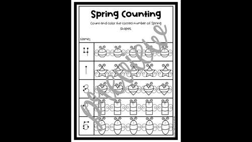 Spring NO PREP Counting Sets Count and Color Worksheets 1-5 | TPT