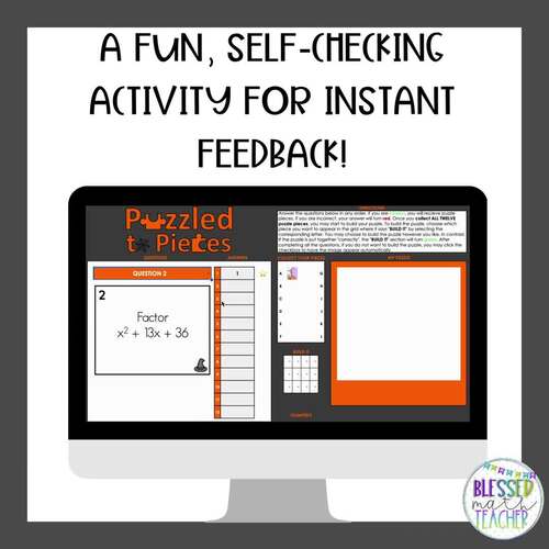 Factoring Trinomials a = 1 Digital Activity and Worksheet - Halloween ...