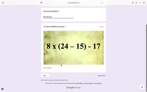 Order of Operations Google Forms (Self-Grading) by Reincke's Education ...