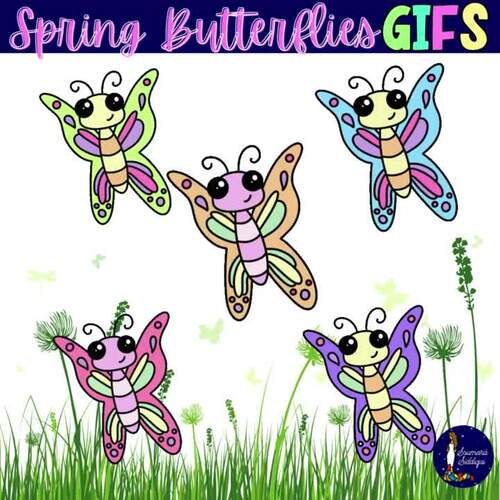 Spring Butterflies GIFS Animated Clip Art by Soumara Siddiqui | TPT