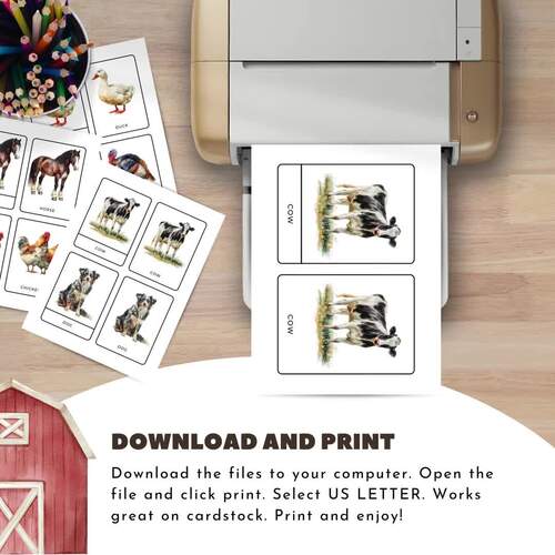 Farm Animals Montessori 3-Part Cards, Preschool Vocabulary Activity ...