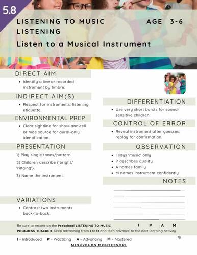ECE Montessori Music Lessons LISTENING to Music Montessori Body ...