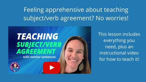 Subject Verb Agreement Lesson With Mentor Sentences and Sentence Frames