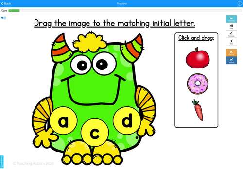 Matching Initial Sounds | Boom Cards Distance Learning by Teaching Autism