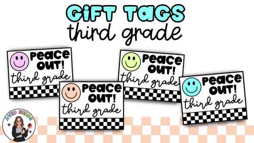 End of Year | Summer - Third Grade Gift Tags | Peace Out Preppy Checkered