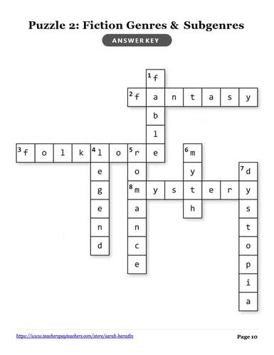 Advanced Literary Devices & Genres Crossword Puzzle With Word Bank