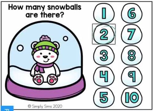 Boom Cards | Winter | Counting 1-10 | January | Snow Balls | Math | Numbers