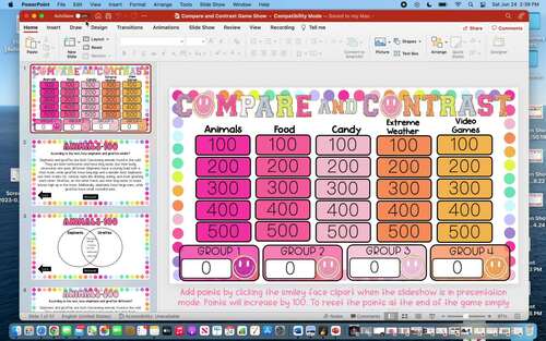 Compare & Contrast Game Show | Reading Comprehension Review Game | ELA ...