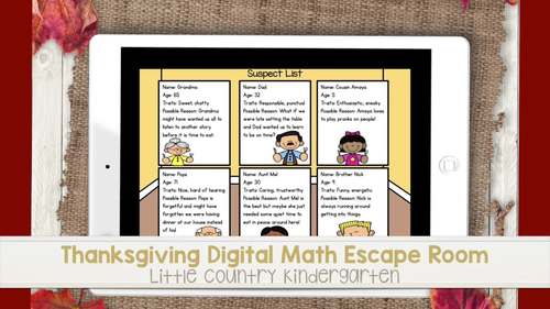 Thanksgiving Escape Room Third Grade Math Digital BOOM Cards Version