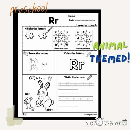 DOLLAR DEAL Alphabet animal themed activity with cover page A4 size