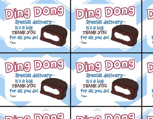 Ding Dongs Cake Teacher (Staff) Appreciation Gift Tag- Ding Dong ...