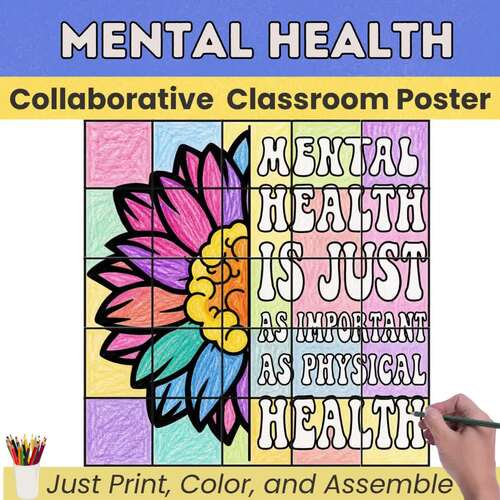 Mental Health Is Just As Important Collaborative Poster | SEL Coloring ...