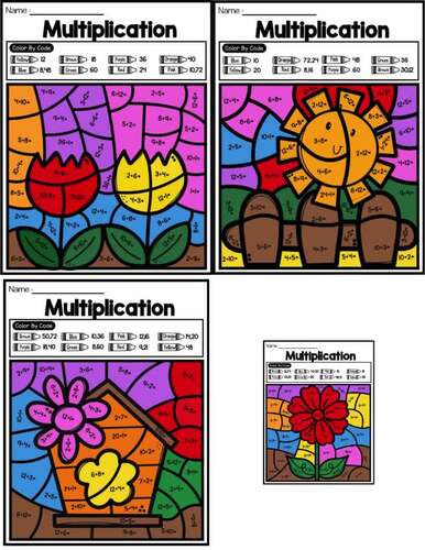 Spring Multiplication Color by Number | Multiplication Color by Number ...