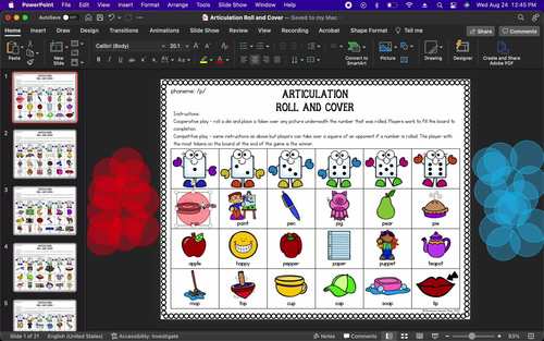 No Print Articulation Roll and Cover by Breanna's Speech Shop | TPT