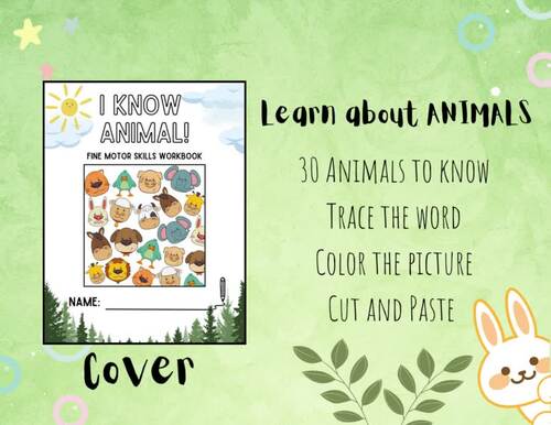 Animal Printable Worksheets | Trace Coloring and Cut&Paste by Nuknik ...